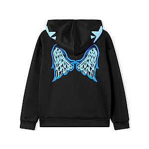 Sunwittafy Y2k Hoodie Men Women Star Zip Up Hoodie Letter Print Harajuku Oversized Sweatshirt Grunge Jacket Streetwear D-blue