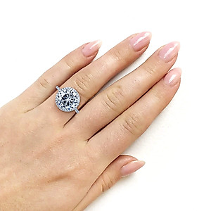 Kobelli Moissanite Halo Engagement Ring 5 1/5 CTW in 14k White Gold, Size 9, White Gold