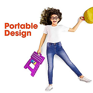 Korpai 9" Folding Step Stool for Adults and Kids Holds Up to 300 lbs,Non-Slip Folding Stools with Portable Handle, Compact Plastic Foldable Step Stool for Bathroom,Bedroom, Kitchen,Purple,1PC