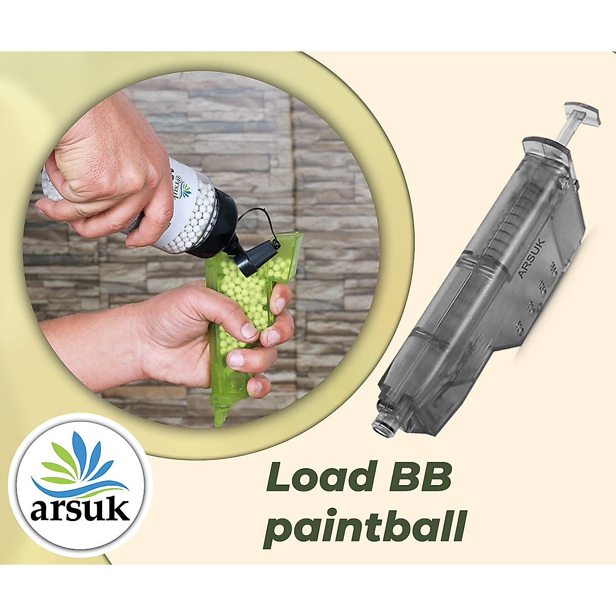 ARSUK Airsoft Speed Loader with Adapter for 6mm bb Pellets, Paintball Magazine Fast Quick Loading Airsoft Tool Accessory for 155 Rounds