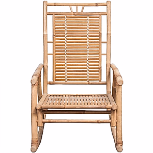 Tidyard Rocking Chair with Cushion Bamboo Armchair for Patio, Balcony, Porch, Backyard Style B