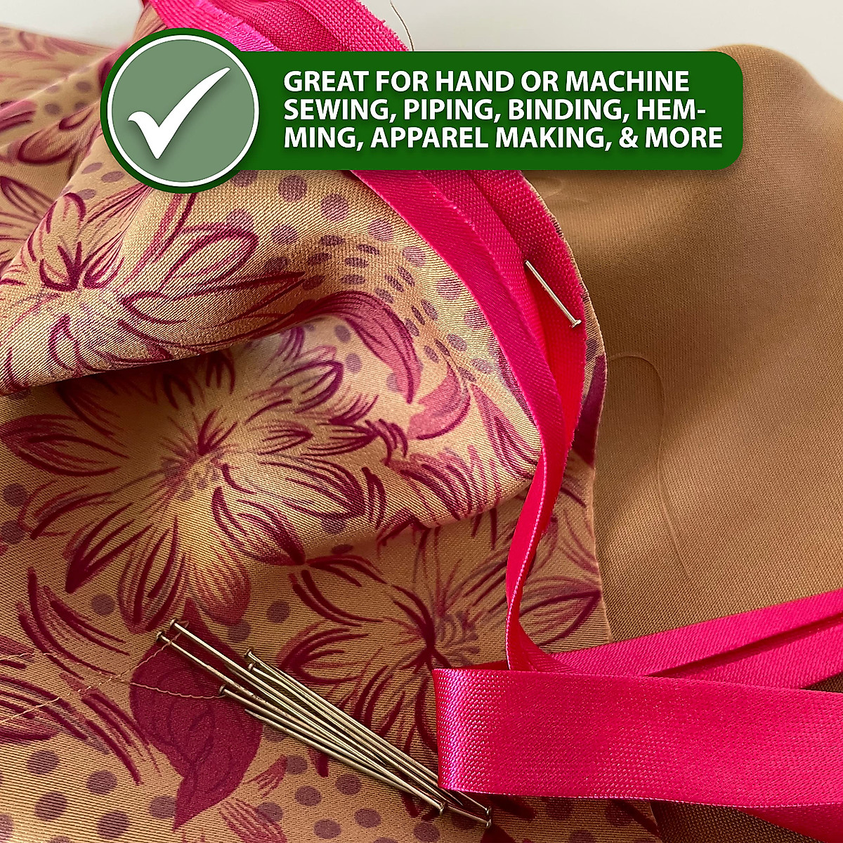 Mandala Crafts Double Fold Bias Tape for Sewing, Seaming, Binding, Hemming, Piping, Quilting, 1/2 Inch 55 Yards, Black