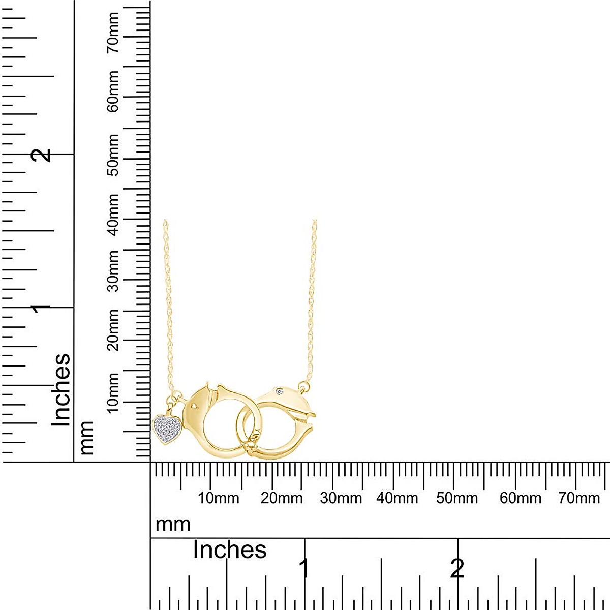 AFFY White Natural Diamond Accents Hand Cuff Pendant Necklace in 14k Yellow Gold Over Sterling Silver