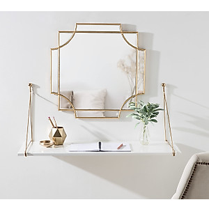 Kate and Laurel Minuette Glam Square Wall Mirror, 24" x 24", Gold, Elegant Traditional Home Decor with A Boho Charm