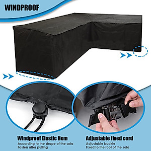 Gicov Patio Sectional Sofa Cover Waterproof L Shape Furniture Cover Outdoor Couch Cover Heavy Duty Garden Furniture Protector with Windproof Strap