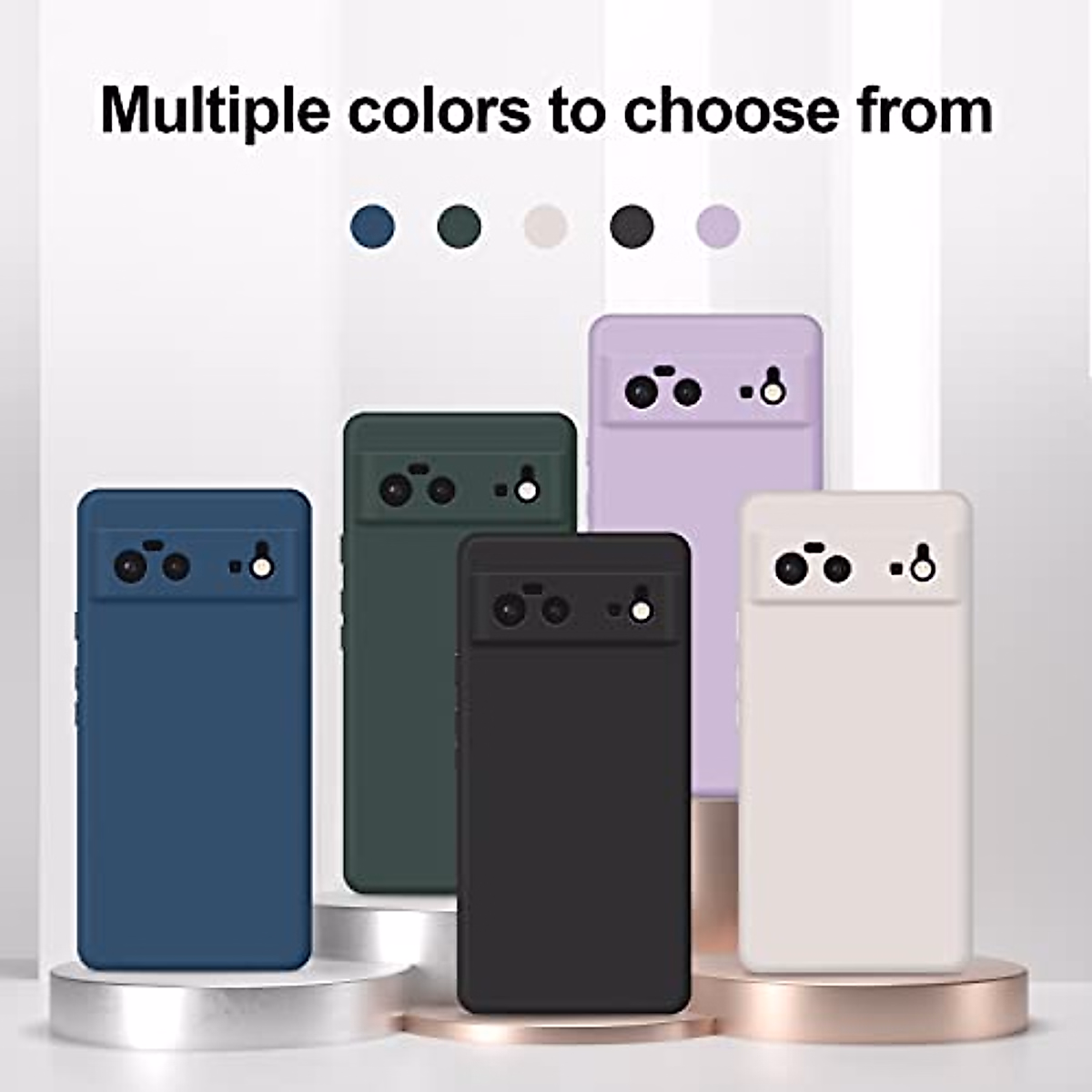 GiiYoon Silicone Case Compatible with Google Pixel 6, Full Body Silky Soft Touch Phone Case with Camera Protection, Shockproof Cover with Microfiber Lining, White