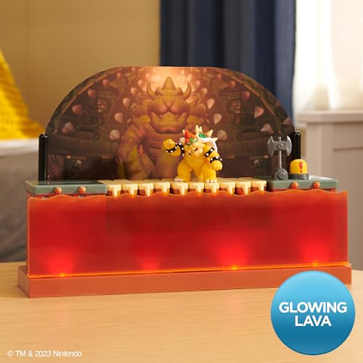 Super Mario Nintendo Deluxe Bowser Battle Playset with Lights and Sounds, 2.5 Inch Bowser Action Figure Included