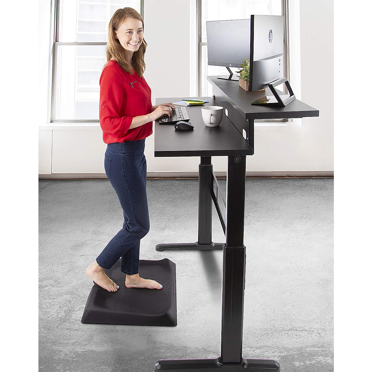 Stand Steady Mountain Mat | Anti Fatigue Mat for Active Standing | Ergonomic Standing Mat with Raised Gel Foam Padding for Calf & Arch Support | Massage Floor Mat for Standing Desk (27x21in/Black)