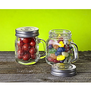 Hayley Cherie Mason Jar Shot Glasses with Leak Proof Lids (Set of 8) Mini Mason Shooter with Handles 2oz for Drinks, Liqueurs, Favors, Desserts, Parties, Gifts