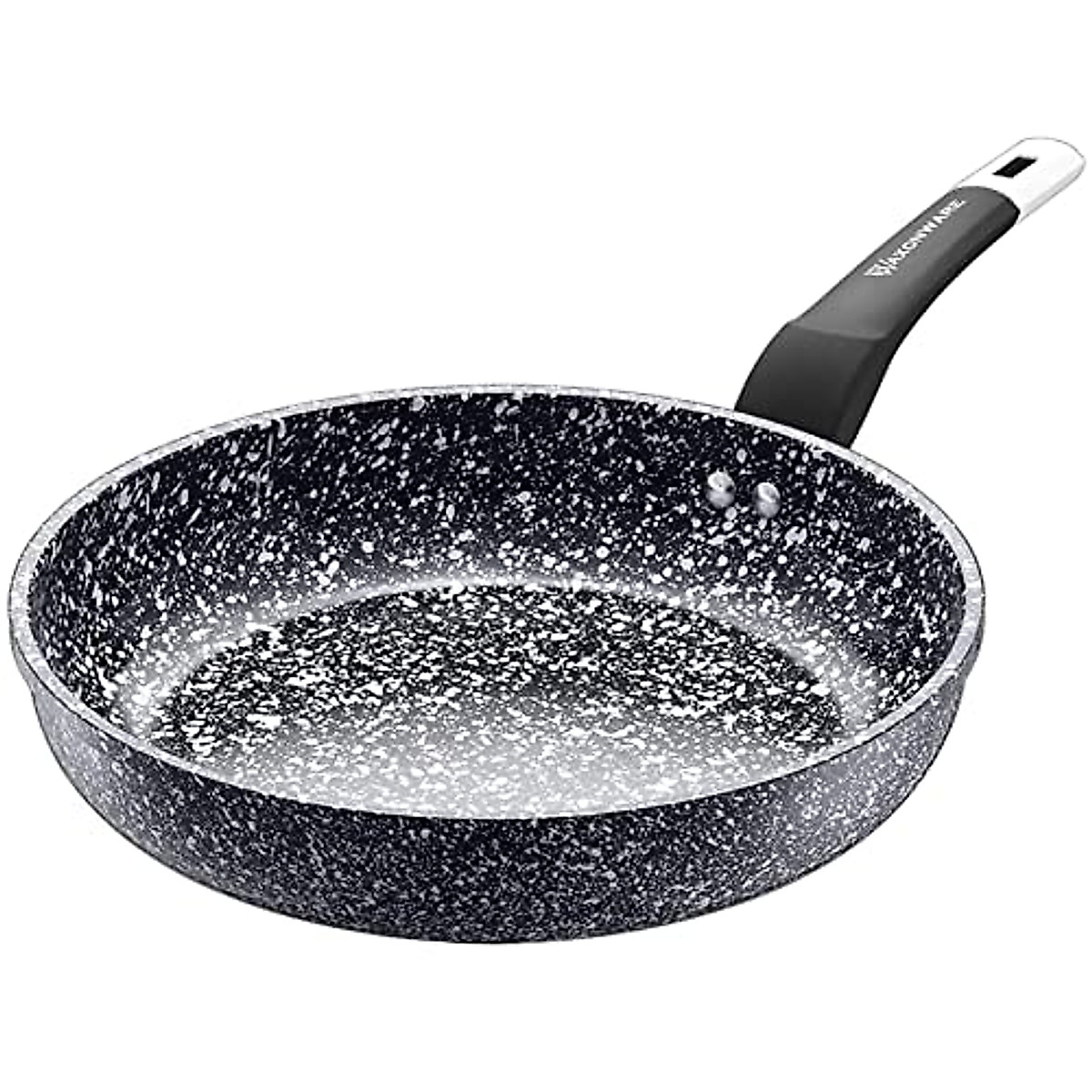 WaxonWare 11 Inch Ceramic Nonstick Frying Pan/Nonstick Skillet, Large Anti-Warp Non-Toxic PTFE PFOA Free Granite Nonstick Pan, Induction Cooking Compatible, Non-Stick Egg Frying Pan- STONETEC Series