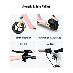 OKAI ES50B Electric Scooter - 12.4 Miles Range & 15.5 MPH - Lightweight and Foldable E Kick Scooter for Kids, Teens & Adults(Pink)