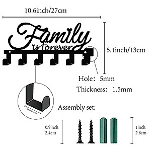 GORGECRAFT Key Holder Cast Iron Wall Hanger Coat Rack Wall Mounted Family Home Decorative with 6 Hooks for Jewelry Keys Hat Backpack Clothes Pet Leash Umbrella Organizer, Black