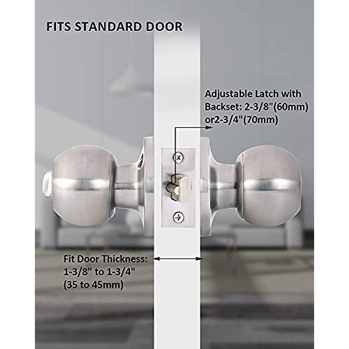 Lanwandeng (2 Pack) Entry Door Knob with Lock and Keys, Exterior/Interior Door Locks with Screwdriver for Bedroom or Bathroom,Satin Nickel Door knobs