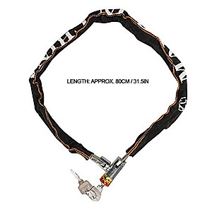 Natudeco Bicycle Security Chain Lock Heavy Duty Mobility Scooter Lock Wheelchair Chain Lock Outdoor Fence Padlock with with Key for Outdoor Security