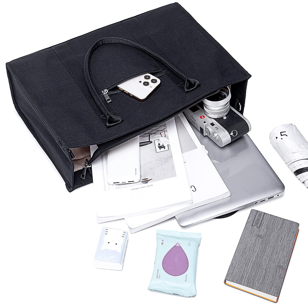 Laptop Tote Bag for Women Work Shoulder Bags 15.6 inch Canvas Laptop Computer Purse Messenger Teacher Handbag Business Office Briefcase(Leopard print)