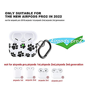 AGAOSH for Airpods Pro 2nd/1st Generation Case Cover with Keychain,Cute Paw Print Soft Silicone Skin Cover Protective Case for New Apple Airpods Pro Gen 2 Case 2022 Charging Case[Front LED Visible]