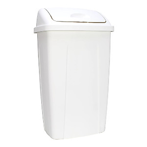AYOYZ 13 Gallon Trash Can, Plastic Swing Top Kitchen Trash Can, White
