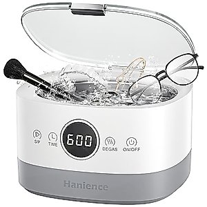 Hanience Ultrasonic Cleaner, 750ml Jewelry Cleaner Machine with Touch Control and Degas Mode, 46kHz Sonic Cleaner for Jewelry, Ring, Silver, Dentures, Eyeglasses and Watches