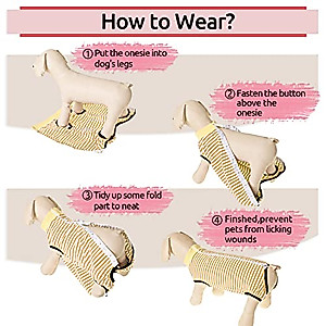 Dog Recovery Suit After Surgery, Pet Surgery Recovery Suit Surgical Snugly Onesie for Small Medium Dogs, Prevent Licking Dog Bodysuit Substitute E-Collar & Cone,Yellow S