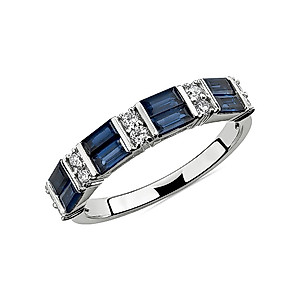 Jewelrygift 925 Sterling-Silver Half Eternity Ring Created-Blue Sapphire Gtone Mossanite Design Jewelry Gift for Women Ring US Ring Size : 9.5