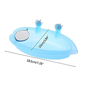 Keersi Bird Bath with Mirror Toy for Pet Small Medium Parrot Budgie Parakeet Cockatiel Conure Lovebird Finch Canary African Grey Cockatoo Amazon Cage Healthy Shower Bathing Tub Food Feeder Bowl