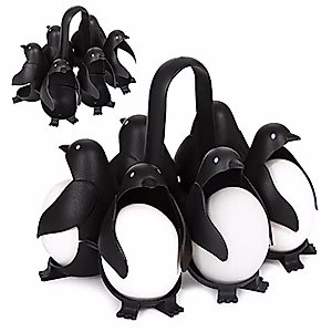 Egg Holder Hard Boiled Egg Cooker - Penguin Shaped Boiled Eggs Cooker - 3-In-1 Cook, Store And Serve Egg Holder Kitchen Gadget Home Decor - Egg Rack for 6 Soft or Hard Boiled Egg - Black