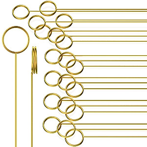 60 Pcs Metal Wire Floral Place Card Holder 11.81 inches Round Gold Photo Clip Floral Card Holder Picks Flower Ring Loop Card Holder for Wedding Party Birthday Office ​Cake Party Favor