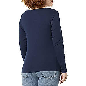 Amazon Essentials Women's Slim-Fit Long Sleeve Square Neck T-Shirt, Navy, XX-Large