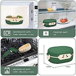 BoofWate Bento Lunch Box, Green, Leakproof, Portable, Microwave Safe, 3-13 Years