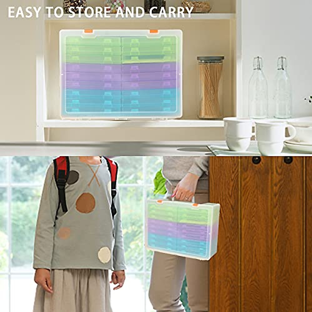 Photo Storage Box 4x6, 18 Inner Extra Large Photo Case Large Photo Organizer Acid-Free Photo Box Storage Photo Keeper Photo Storage Case, Plastic Craft Storage Box for Photo Stickers Stamps Seeds,18 Boxes