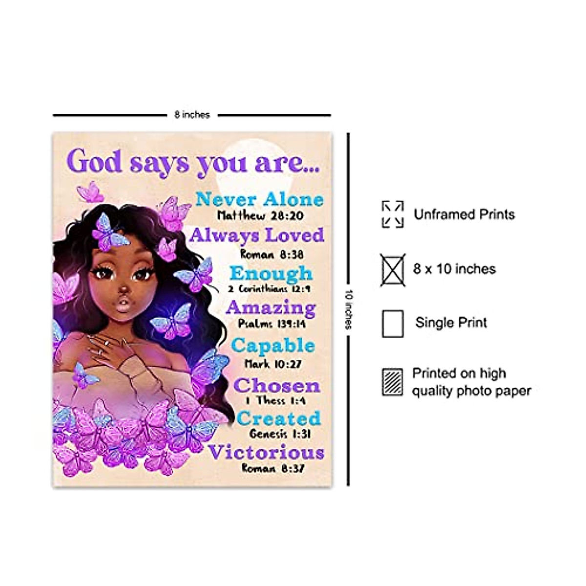 African Americans Wall Art & Decor - God Says You Are - Afro Black Art - Black women Poster - Pink Black Girl Magic - Inspiration Motivation spiritual Religious Christian Scripture - Teen Bedroom