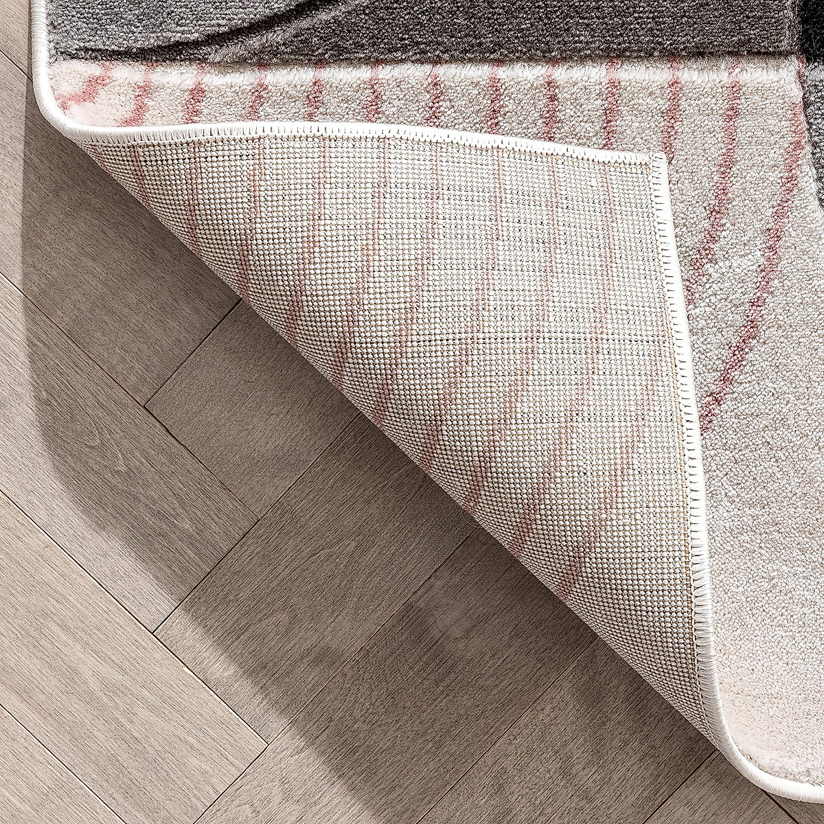 Well Woven Good Vibes Margot Blush Pink Modern Geometric Boxes & Lines 3D Textured 3'11" x 5'3" Area Rug