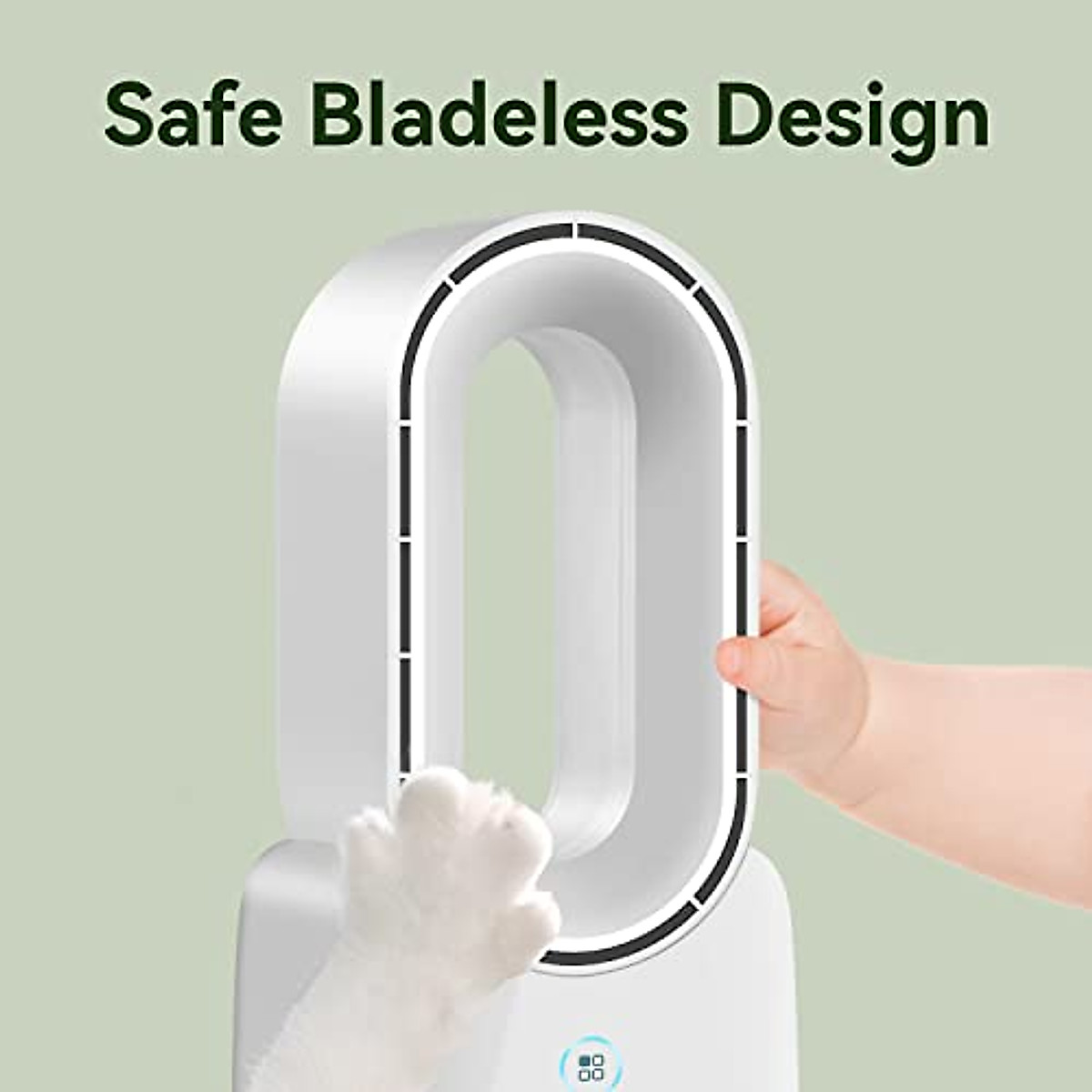 KONSIDEN Desk Fan, Quiet Bladeless Fan with USB Adapter and 5 Colors LED light, 3 Speeds Stylish 11.8 Inch Table Fan, Small Fan with Touch Control for Home Office Bedroom Summer Gift