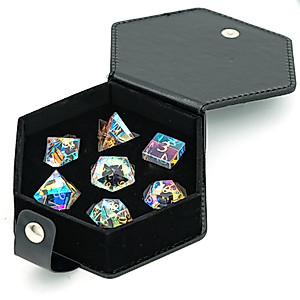 UDIXI Prism Glass Dice Set 7PCS Rainbow Glass DND Dice with Gift Box for Dungeons and Dragons D&D MTG Table Games (Prism Glass)