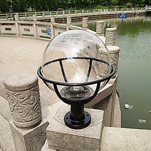 DUBOXX Waterproof Outdoor Garden Pillar Light Industrial Modern Post Lights Spherical Globe Ball Column Lamp Community Patio Landscape Lighting E27 External Fence Deck Post Lantern (Color : Clear, S