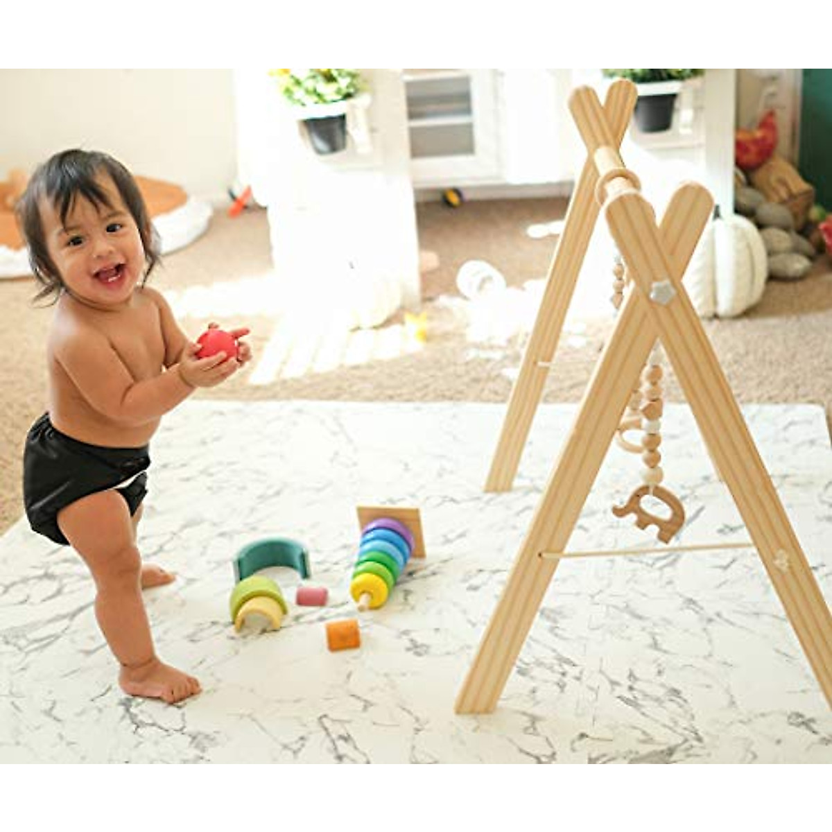 Nora's Nursery Baby Foam Play Mat - Foam Floor Tiles - Baby Mat for Floor - Foam Playmat for Babies & Toddlers - Interlocking Floor Mats for Nursery and Playroom - EVA Foam Mat - 48x48 - Marble Design