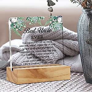 Best Uncle Ever Gift Uncle Sayings Desk Decor Uncle Acrylic Desk Plaque Sign with Wood Stand Home Office Table Desk Sign Keepsake