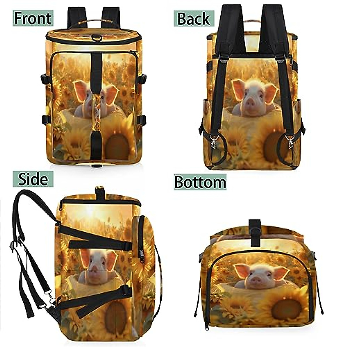 Animal Cute Pig in Sunflowers（04） Gym Duffle Bag for Traveling Sports Tote Gym Bag with Shoes Compartment Water-resistant Workout Bag Weekender Bag Backpack for Men Women