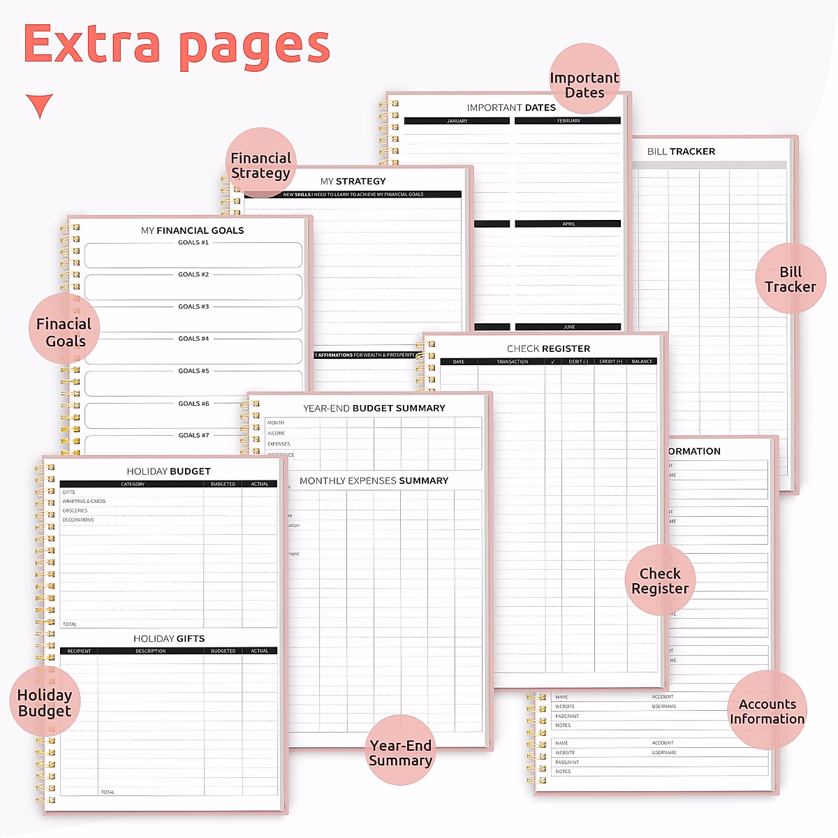 Budget Planner - Monthly Budget Book with Expense Tracker Notebook, Undated Bill Organizer & Finance Planner to Take Control of Your Money, 2024-2025 Account Book to Manage Your Finances-Pink