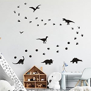 IKEYU Black Dinosaur Wall Stickers Dinosaur Footprints Wall Decor Dino Feet Wall Decals Animals Vinyl Dinosaur Wall Decals for Boys Bedroom Kids Room Nursery