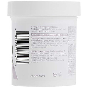 Almay Oil Free Gentle Eye Makeup Remover Pads , Oil Free Micellar, Hypoallergenic, Cruelty Free, Fragrance Free, Ophthalmologist Tested, 80 Pads ( Packaging May Vary )
