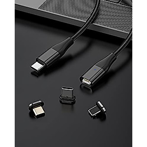 YKZ 60W USB C Magnetic Charging Cable 2Pack with Extra Magnetic Type C/MicroUSB and i-Product Tips