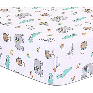 The Peanutshell Safari Bedding Sets for Baby Boys or Girls | 3 Piece Unisex Nursery Set | Crib Comforter, Fitted Crib Sheet, Crib Skirt Included