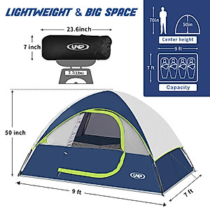 Camping Tent 4 Person, Waterproof Windproof Tent with Rainfly Easy Set up-Portable Dome Tents for Camping