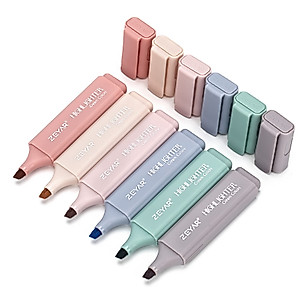 ZEYAR Highlighter Pen, Cream Colors Chisel Tip, Aesthetic Highlighter Marker, Water Based, Quick Dry, No Bleed, for Bible Study Notes School Office (6 Youth Colors)