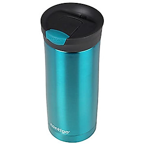 Contigo Huron Snapseal Travel Mug, Stainless Steel Thermal mug, Vacuum Flask, Leakproof Tumbler, Coffee Mug with BPA Free Easy-Clean Lid, Biscay Bay, 470 ml