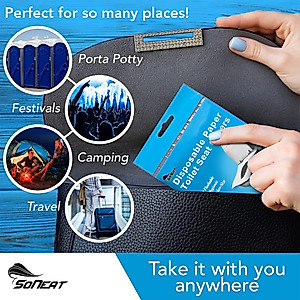 Disposable Toilet Seat Cover - 50 Count Large Flushable Paper Toilet Seat Covers for Travel, Kids Potty Training & Public Restrooms, Premium Paper Toilet Seat Liners, 5 Pack