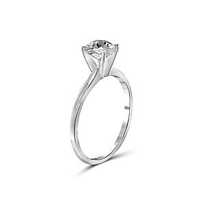 JEWELEXCESS 0.90 CTW White Topaz Ring in Sterling Silver