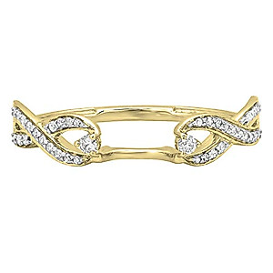 Dazzlingrock Collection 0.23 Carat (ctw) 14K Round White Diamond Ladies Wedding Band Enhancer Guard Ring 1/4 CT, Yellow Gold, Size 6