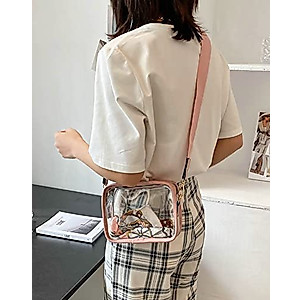 Obosoyo Clear Crossbody Bag PVC Transparent Shoulder Bag Clear Purse Bag Tote with Adjustable Strap Stadium Approved